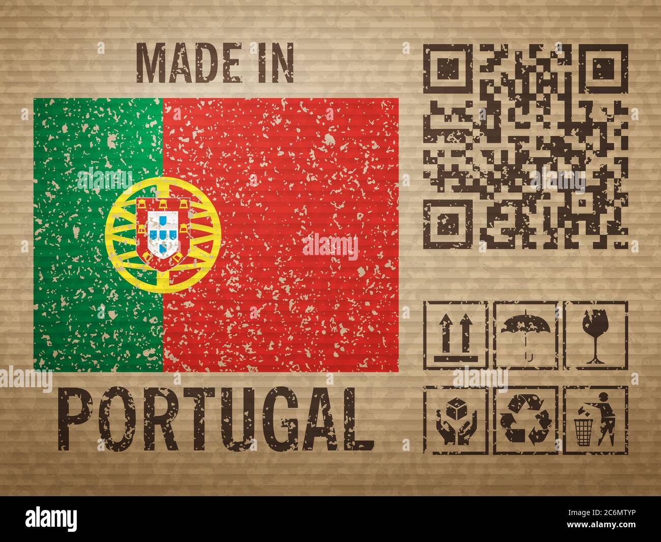 Cardboard made in Portugal, textured background. Vector illustration ...