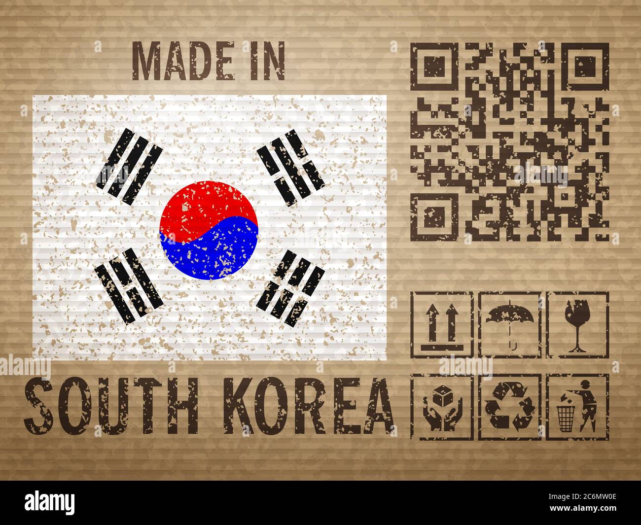 Cardboard made in South Korea, textured background. Vector illustration ...