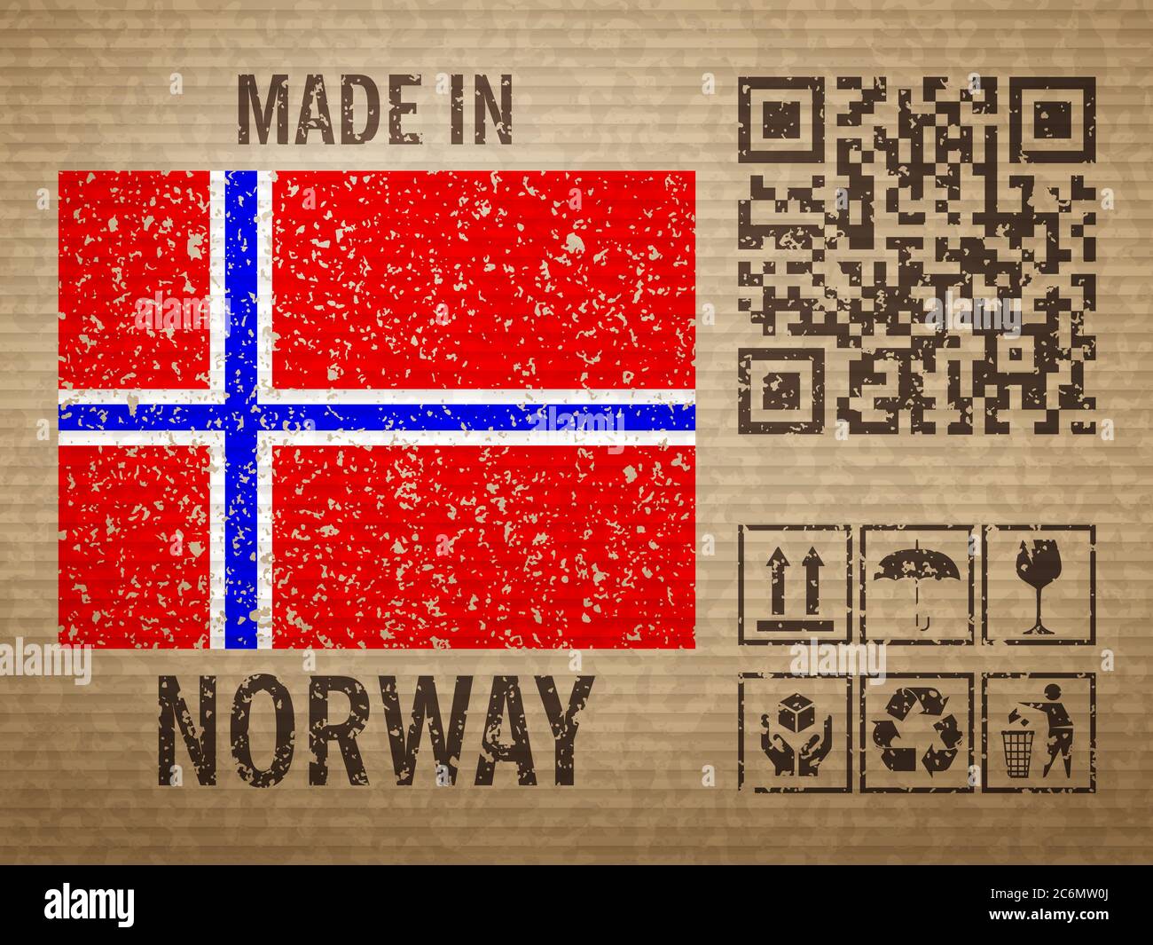 Cardboard made in Norway, textured background. Vector illustration ...
