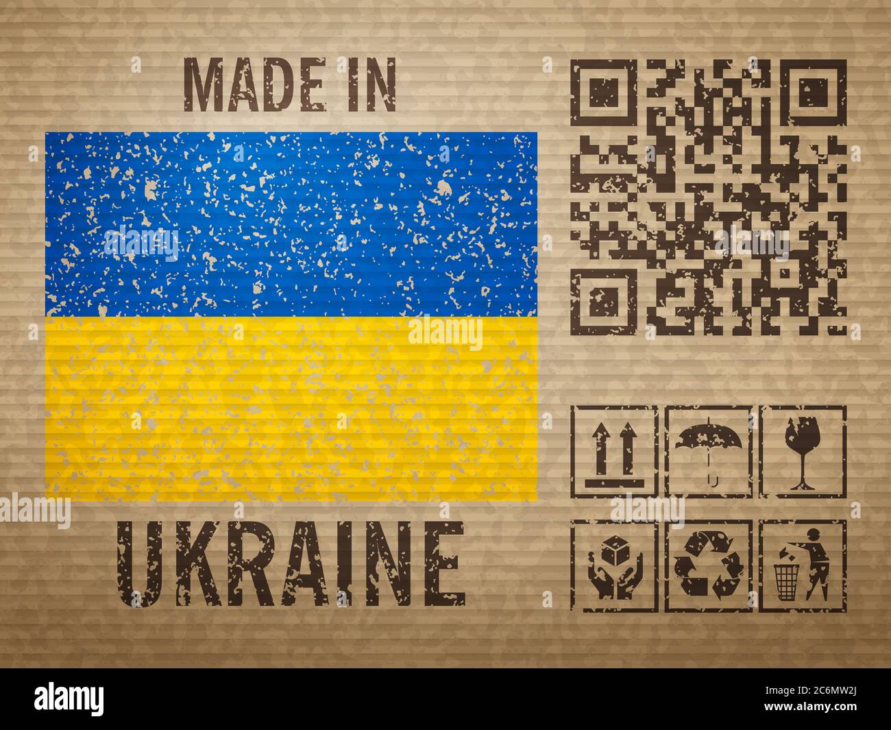 Cardboard made in Ukraine, textured background. Vector illustration ...