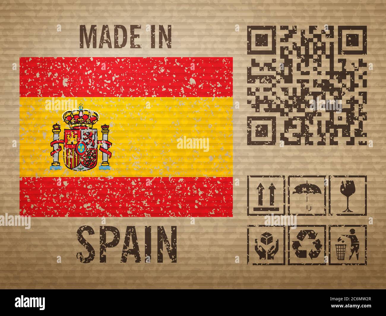 Cardboard made in Spain, textured background. Vector illustration Stock ...