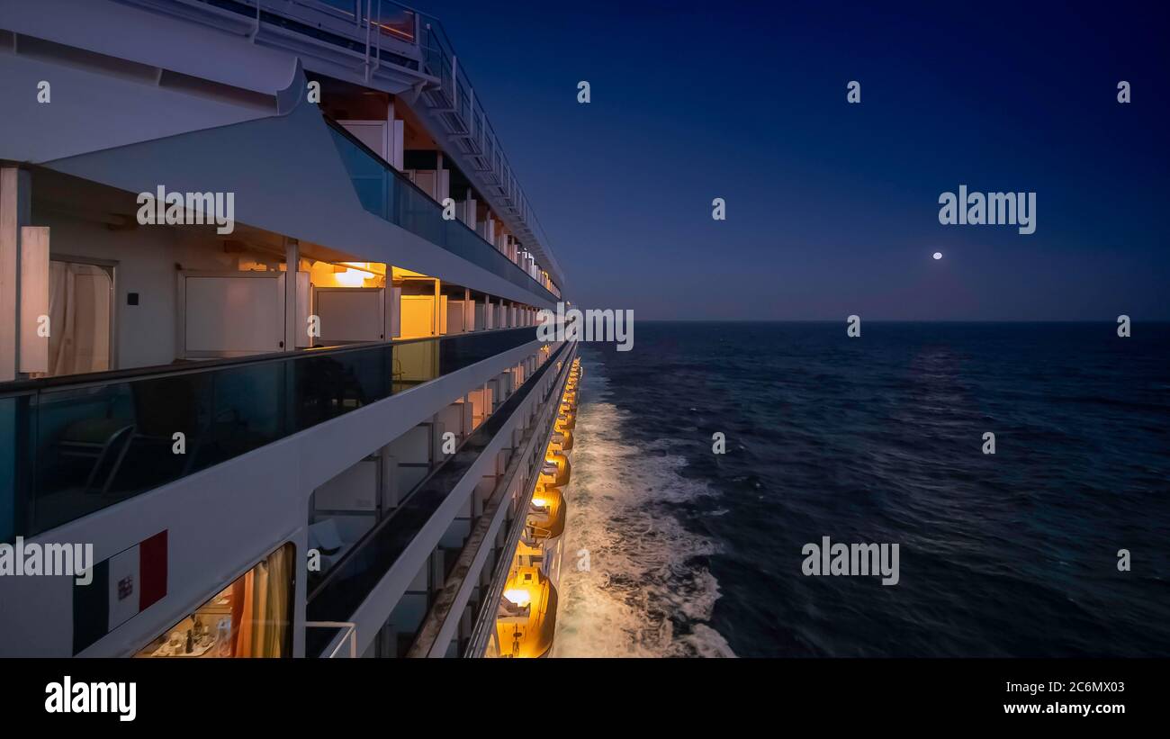 View of a cruise ship’s boardwalk during navigation Stock Photo - Alamy
