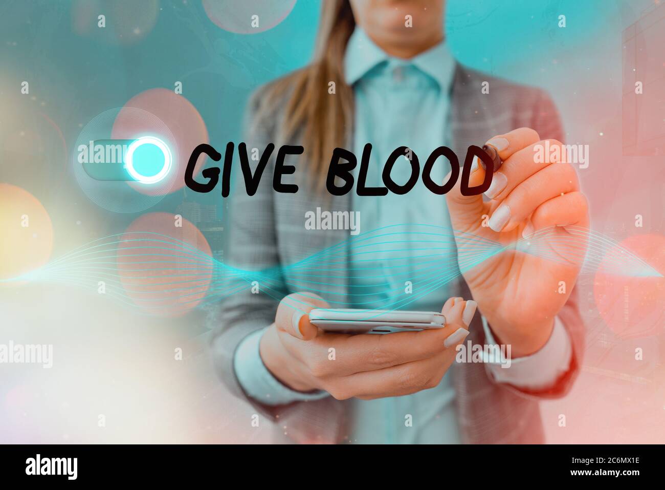 Handwriting text writing Give Blood. Conceptual photo an individual ...