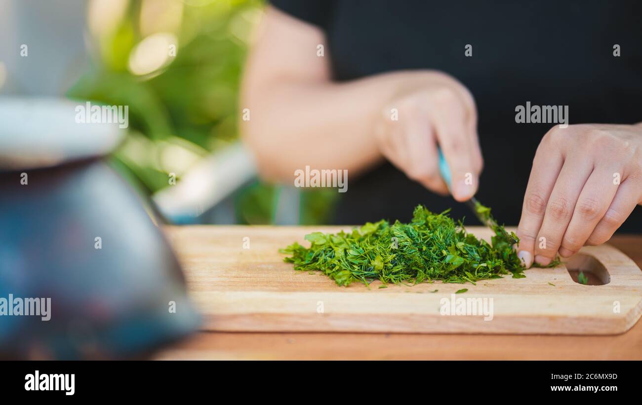 Preparation domestic background female woman cut cutting up hi-res ...