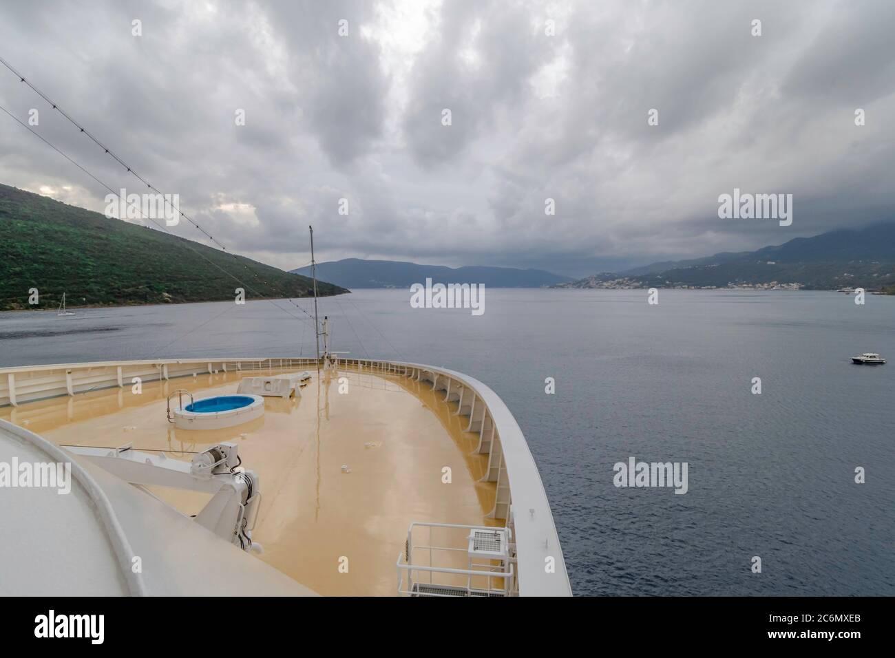 Sailing on a cruise ship. View from the bow to the sea Stock Photo - Alamy