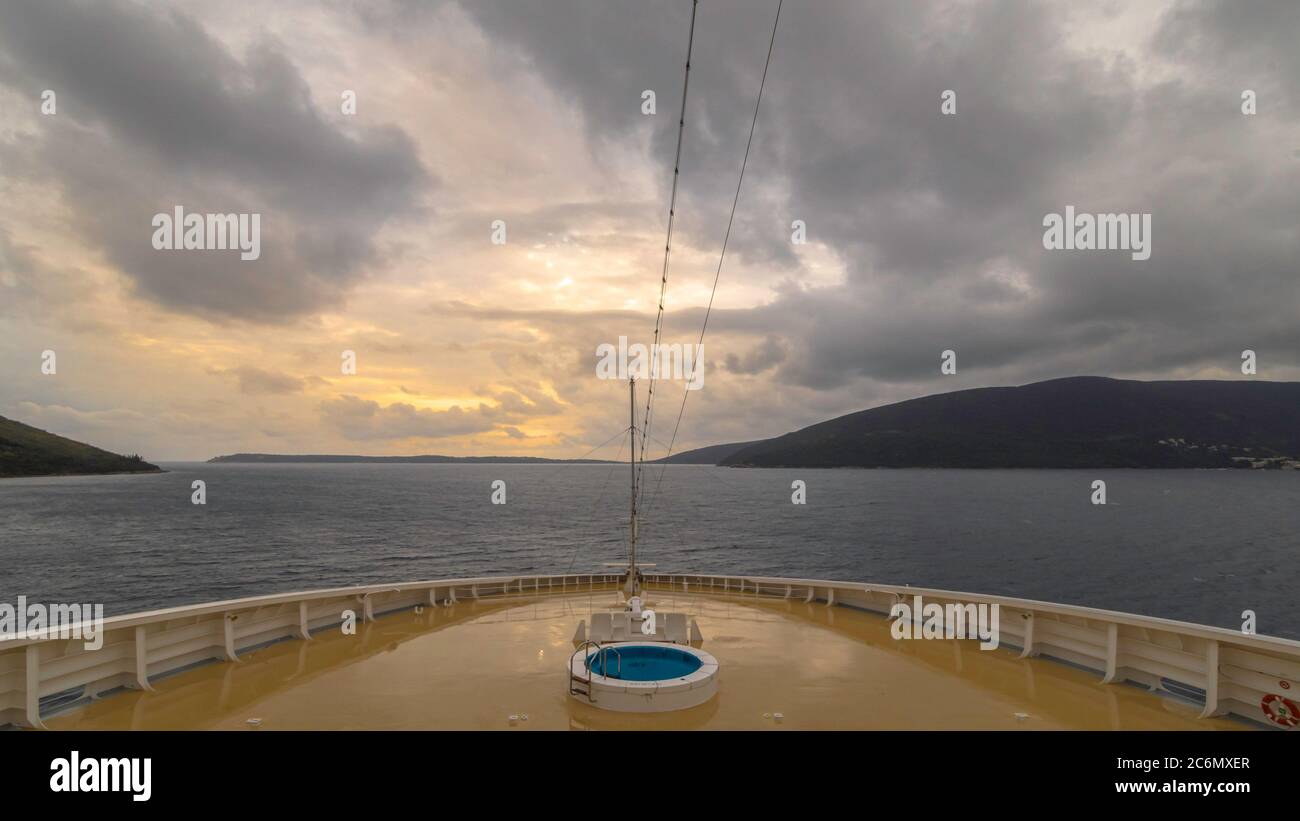 Sailing on a cruise ship. View from the bow to the sea Stock Photo - Alamy