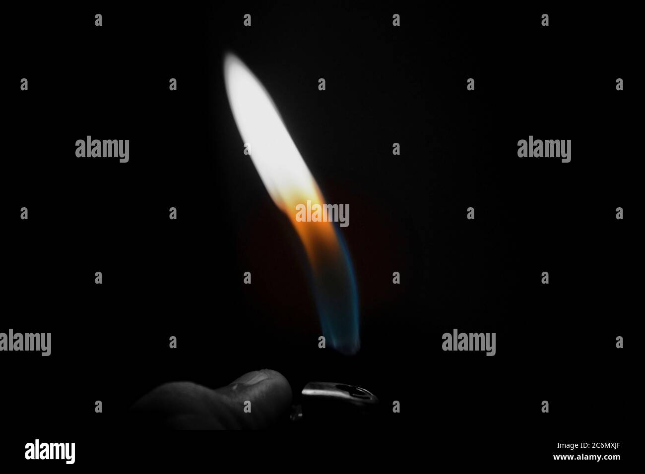 Cigarette lighter burning realistic flame on a black background Stock ...