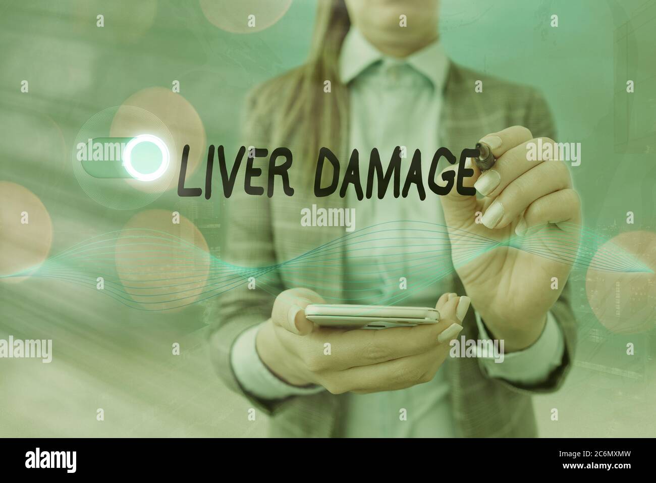 Handwriting text writing Liver Damage. Conceptual photo any disorder of ...