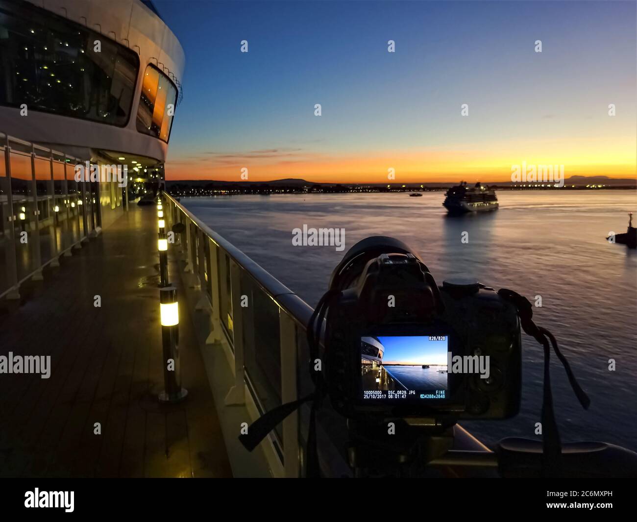 View of a cruise ship’s boardwalk during navigation Stock Photo - Alamy