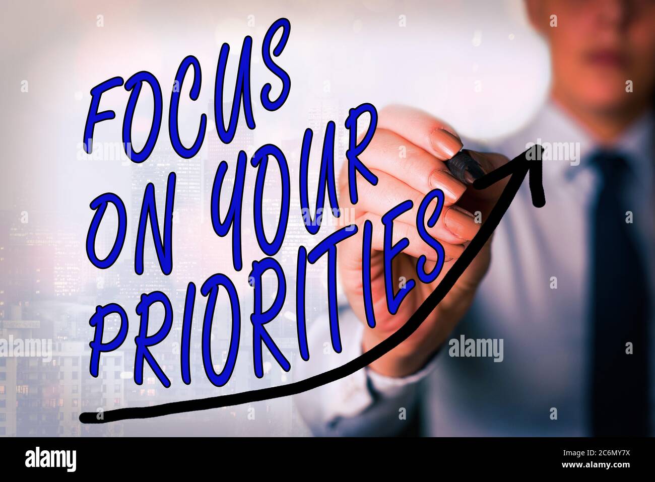 Writing note showing Focus On Your Priorities. Business concept for ...