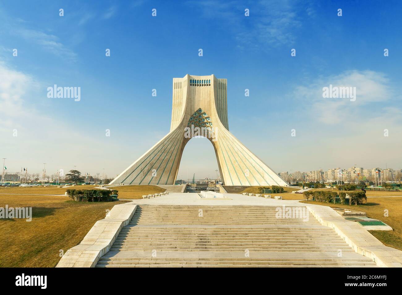 Azadi Square with Azadi Tower, symbol of Tehran capital. 50m tall ...