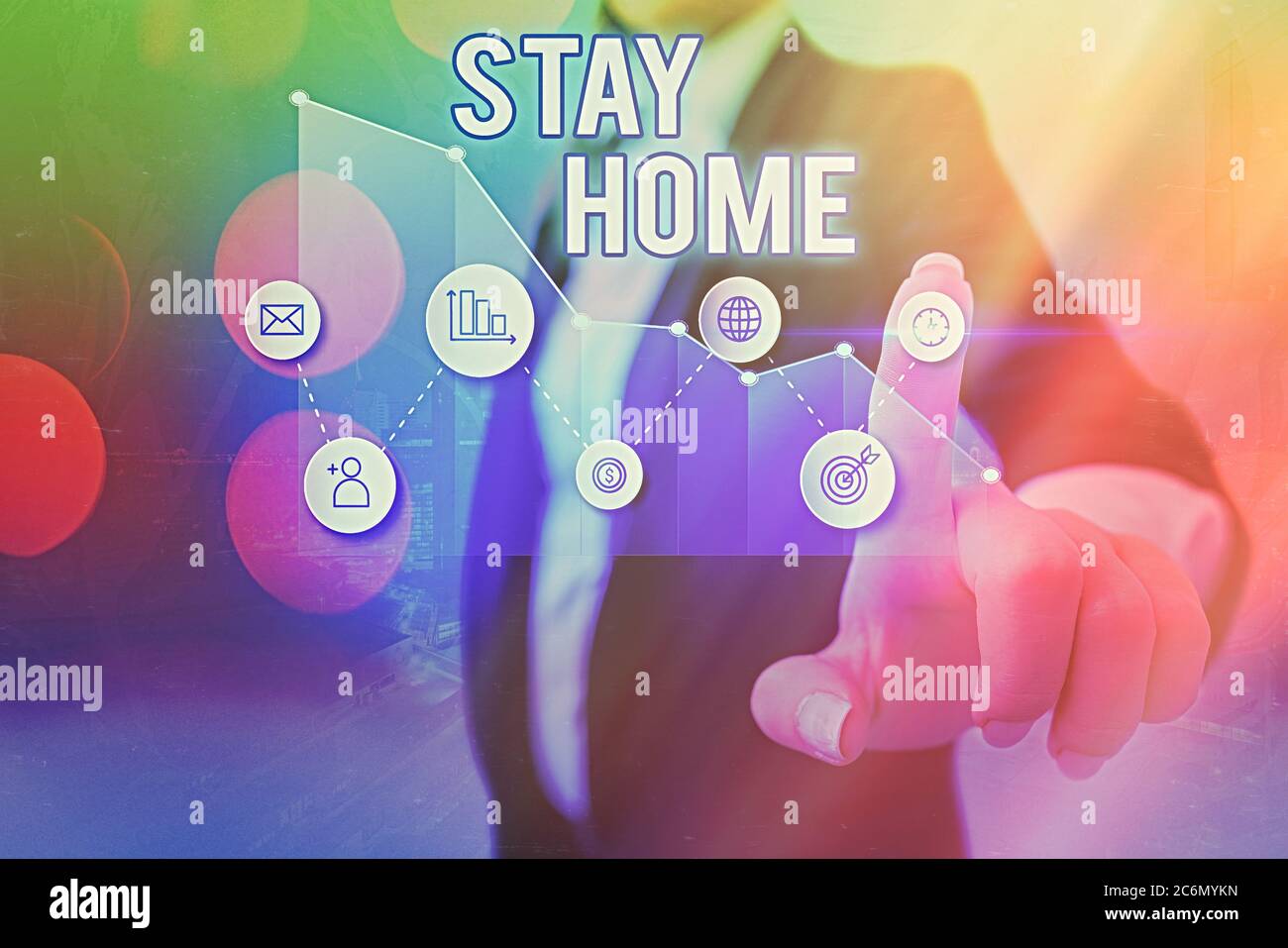 Text sign showing Stay Home. Business photo showcasing not go out for ...