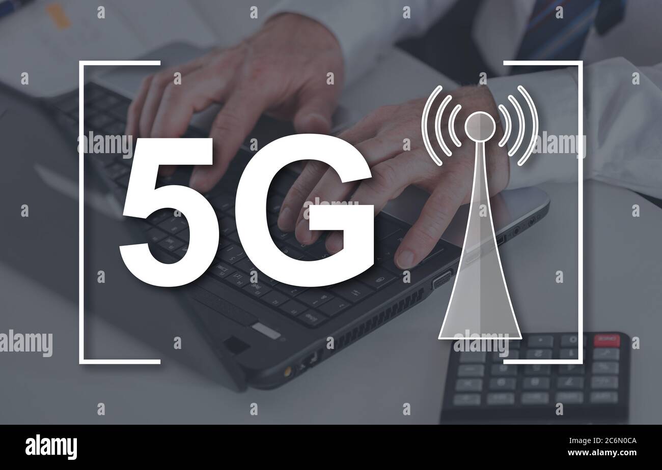 5g concept illustrated by a picture on background Stock Photo - Alamy