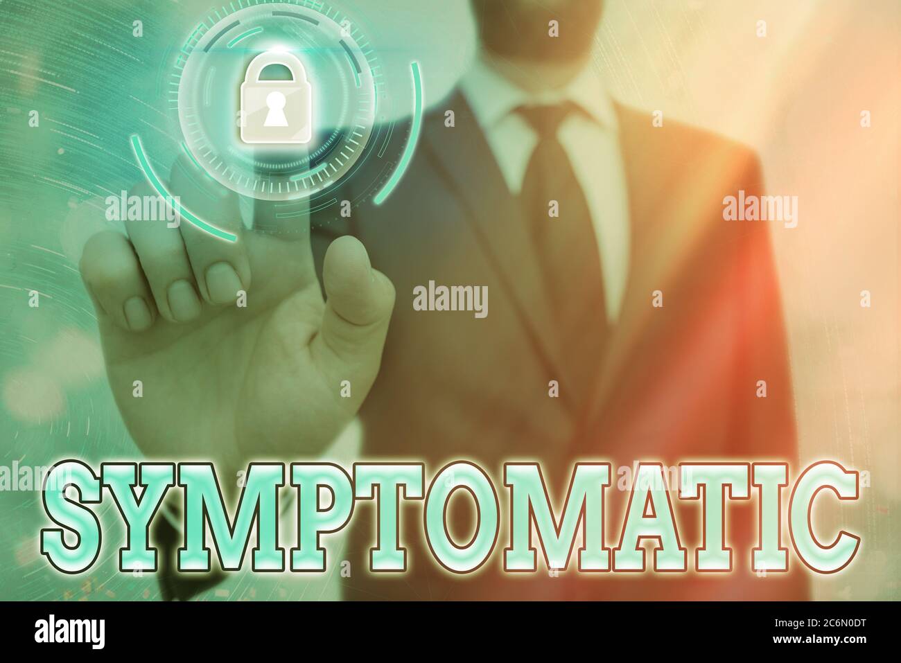 Conceptual hand writing showing Symptomatic. Concept meaning serving as ...