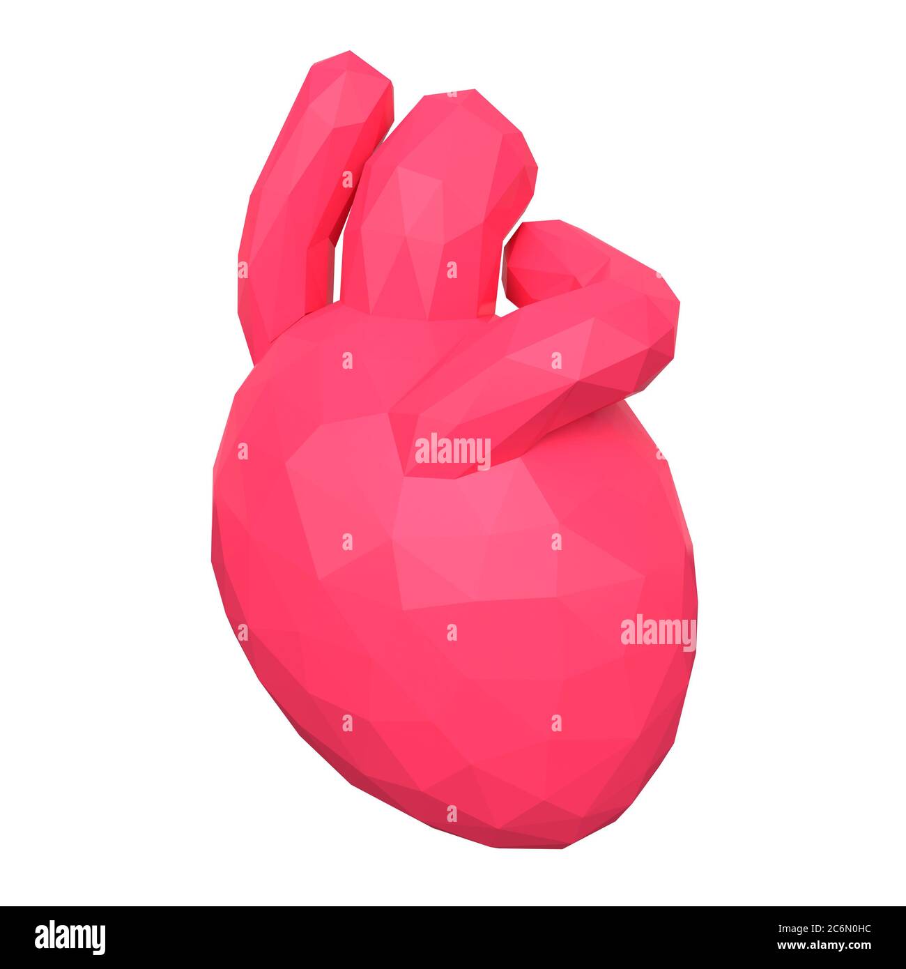 Low poly human heart isolated on white background. 3d rendering Stock ...