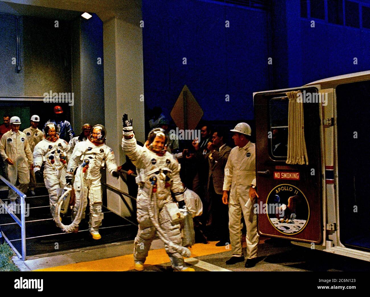 The crewmen of the Apollo 11 lunar landing mission leave the Kennedy ...