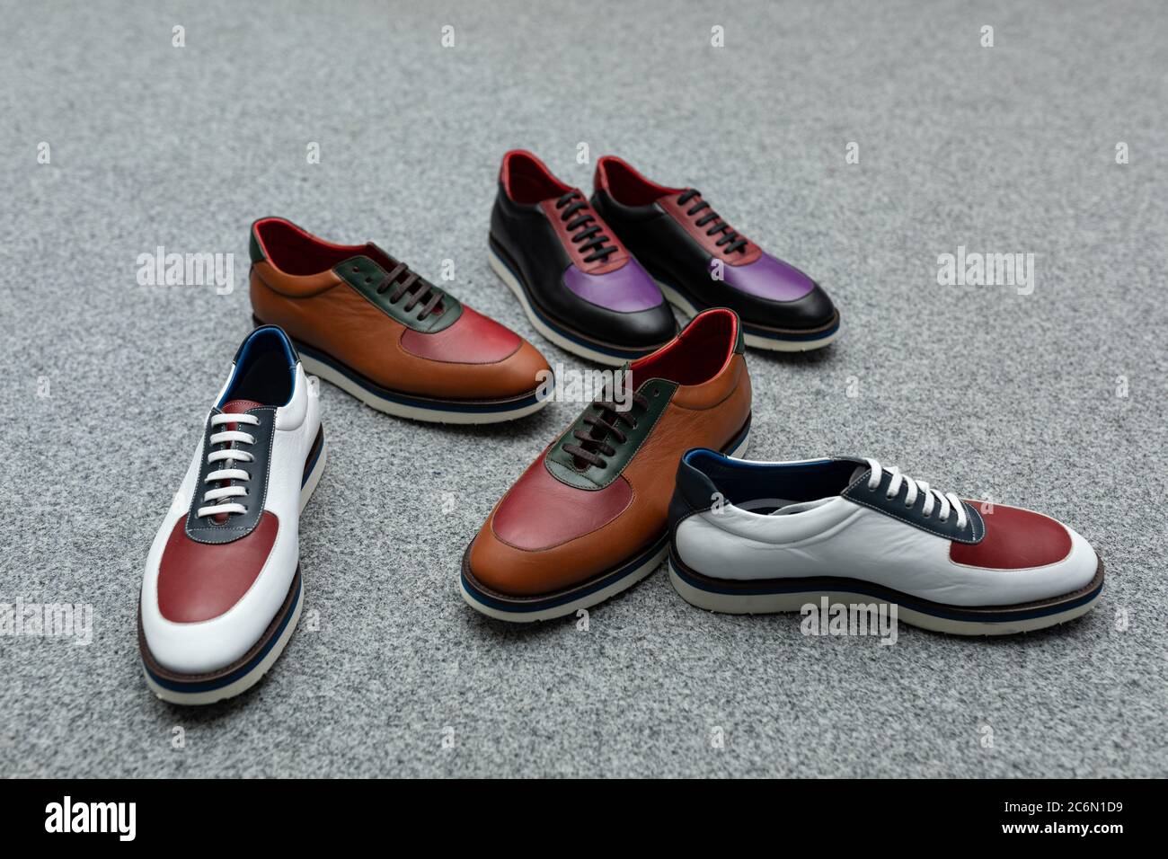 Several models of male shoes. Elegant modern boots for men Stock Photo ...