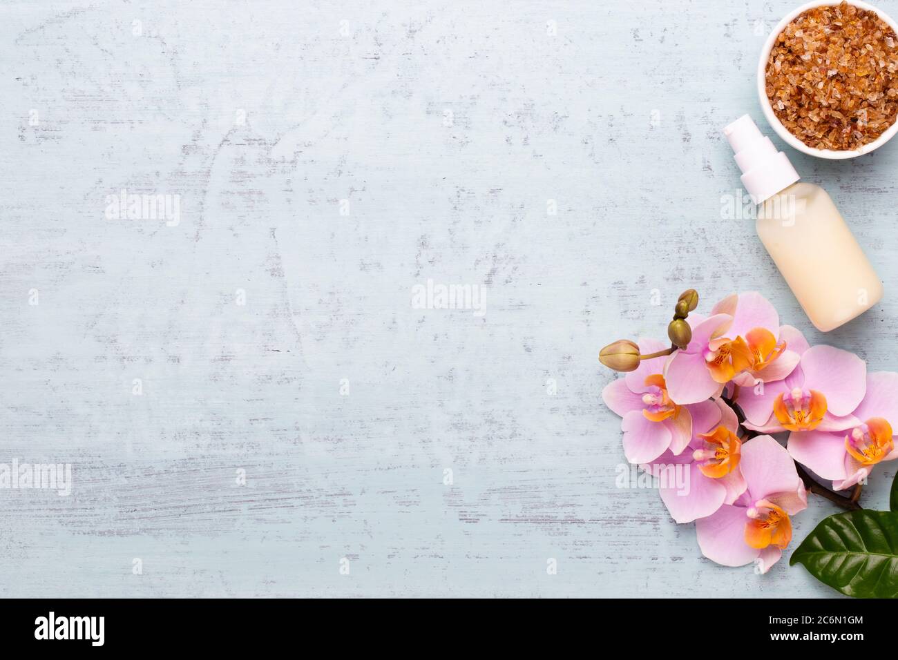 Spa aromatherapy background, flat lay of various beauty care products ...