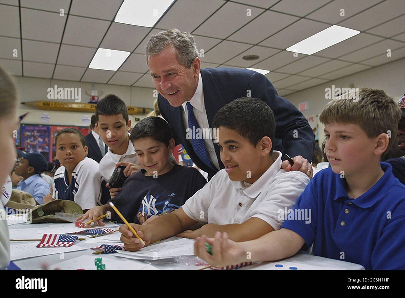 President George W. Bush visits with students Wednesday, April 18, 2001 ...