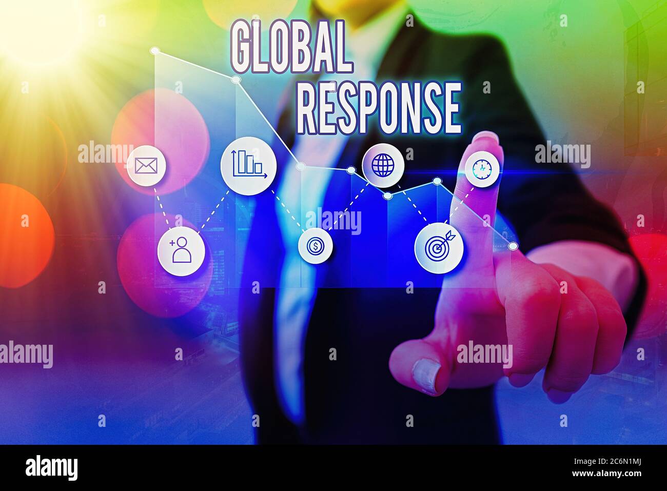 Text sign showing Global Response. Business photo showcasing indicates ...