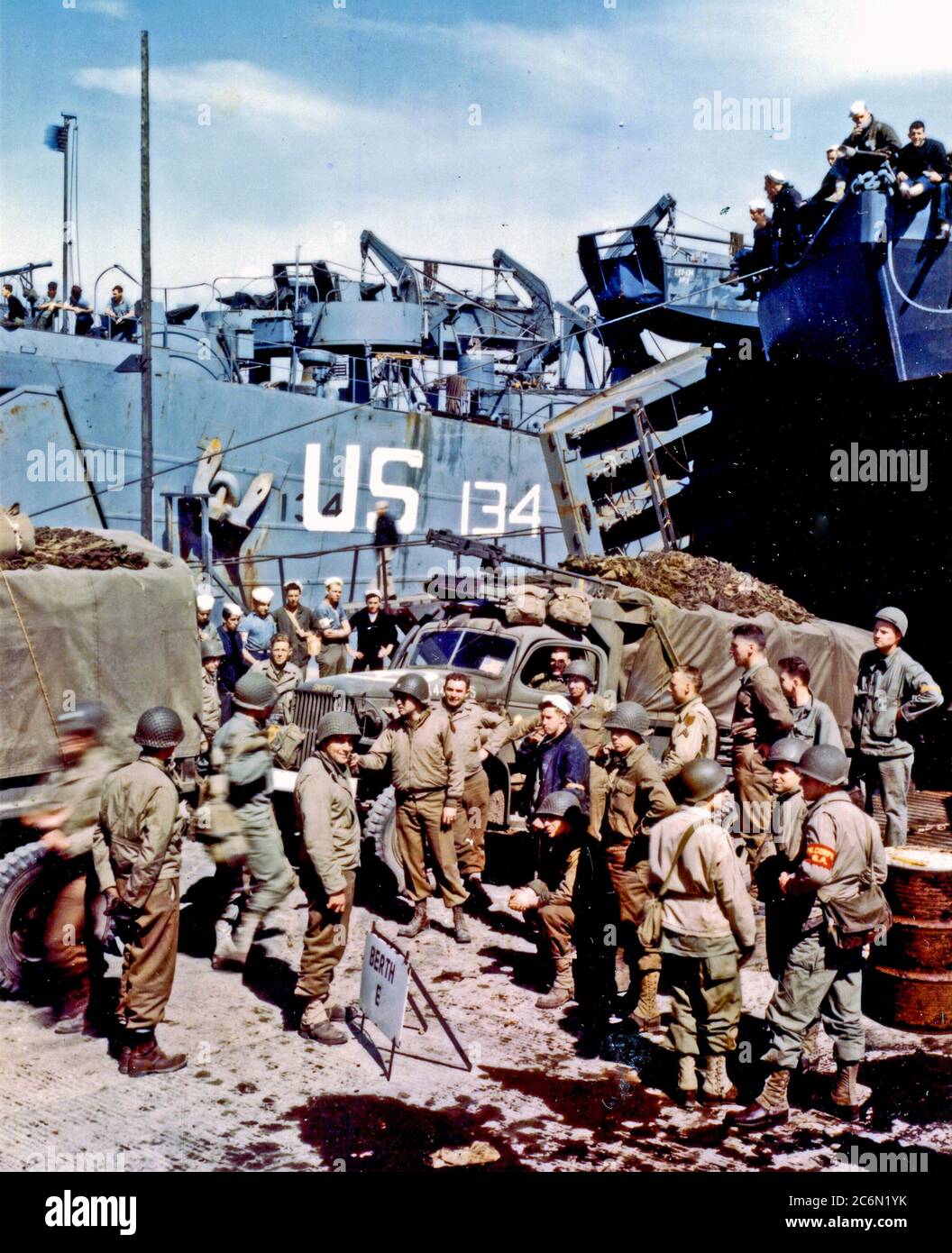 Trucks which will carry supplies to front line troops when the assault ...