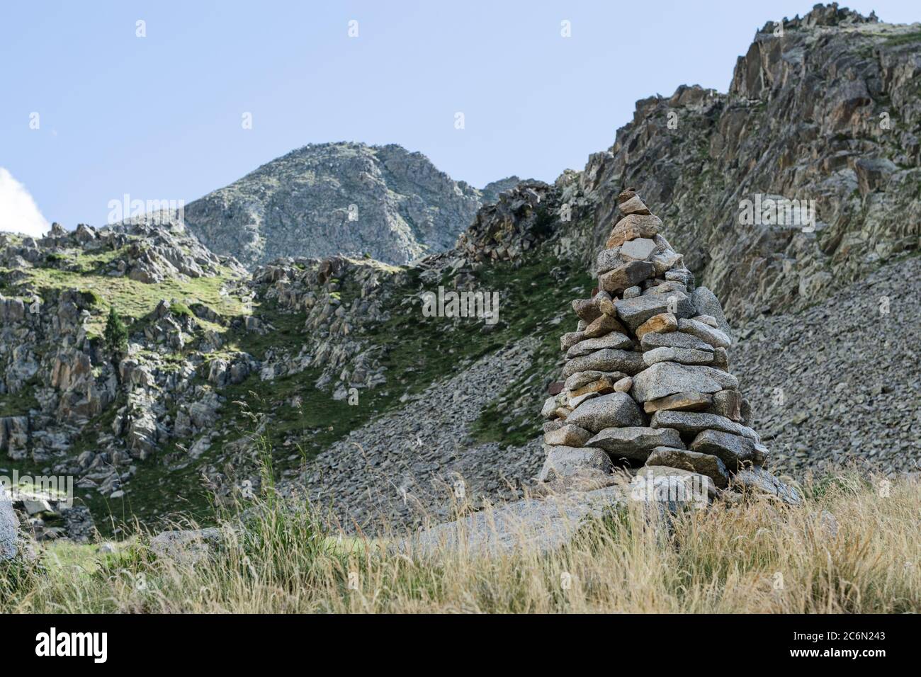 Stone marker on top mountain hi-res stock photography and images - Alamy