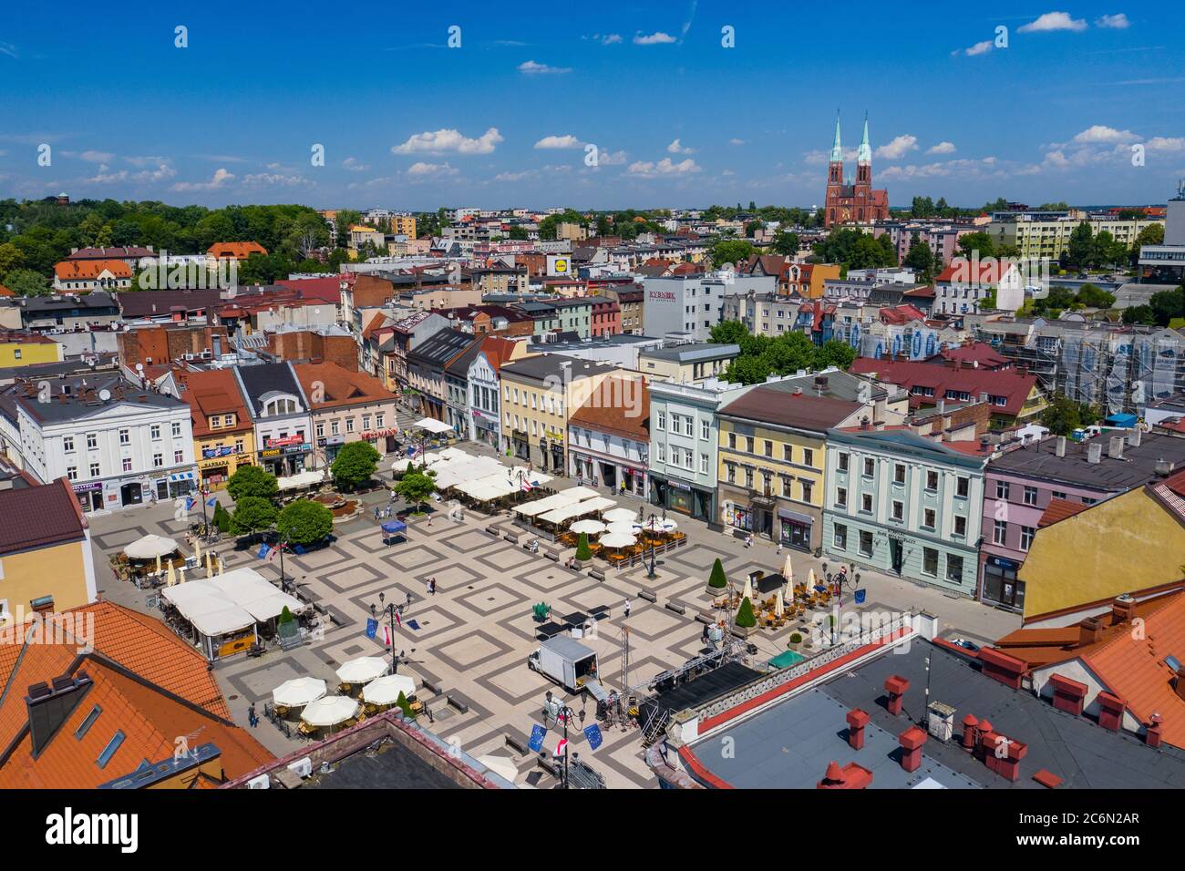 Rybnik. Poland. Aerial view of main square and city center of Rybnik ...