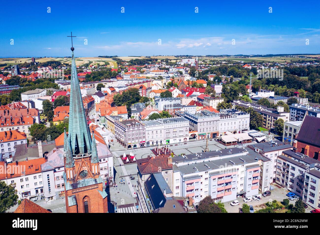 Raciborz. Poland. Aerial view of main square and city center of ...
