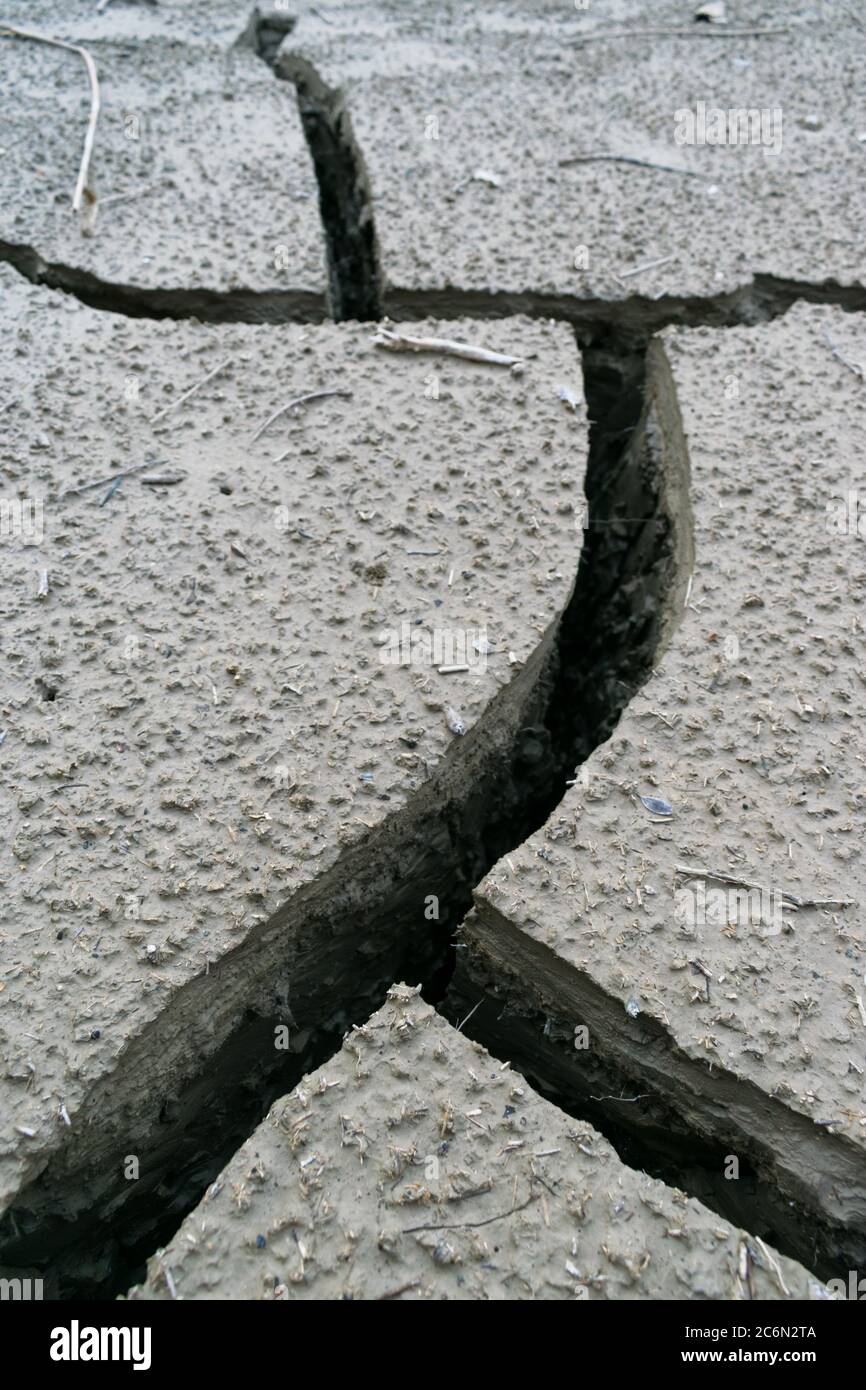 Large cracks in the arid land close up view Stock Photo - Alamy
