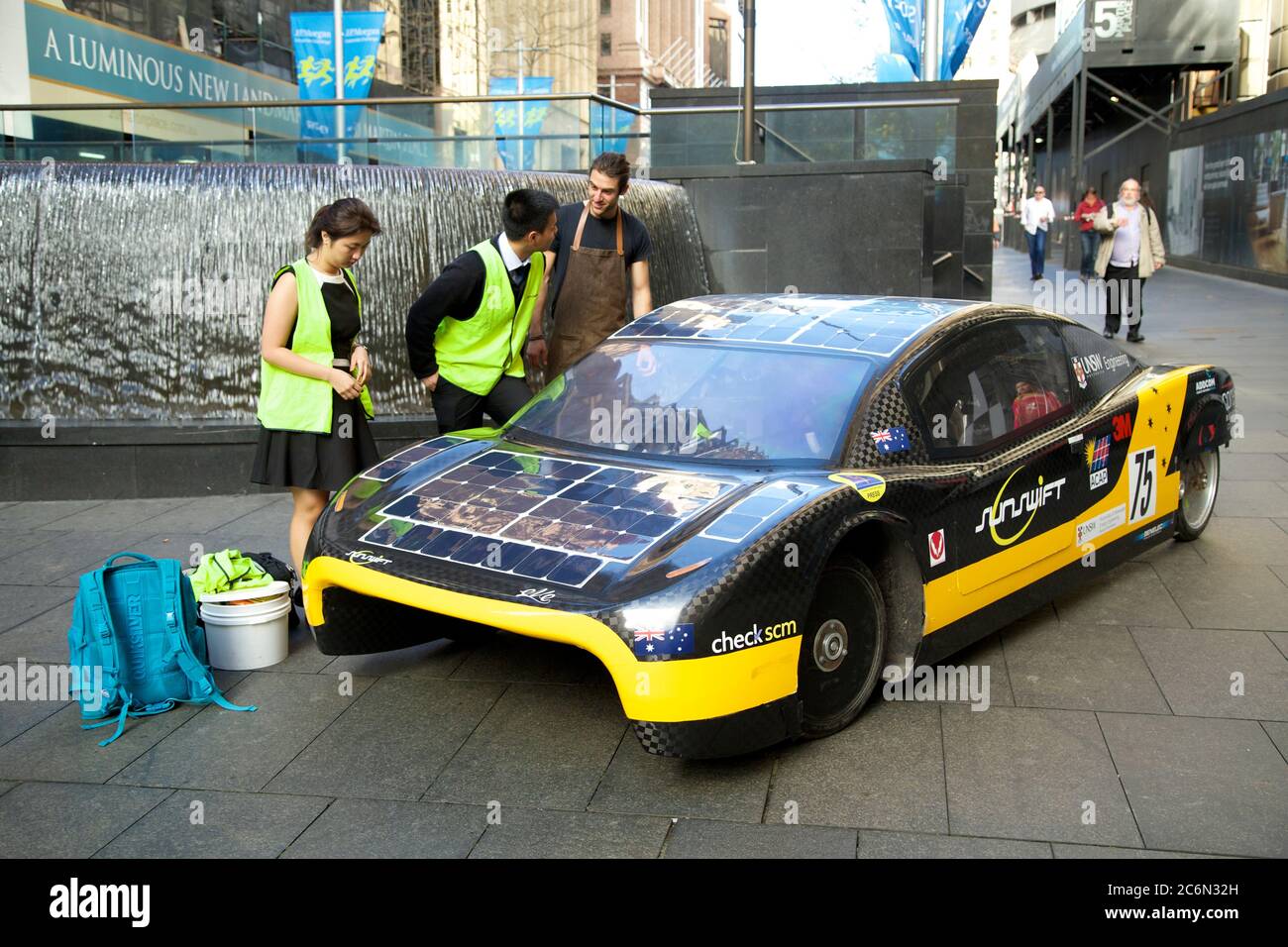 The UNSW Solar Racing Team Sunswift car parked in Martin Place, Sydney ...