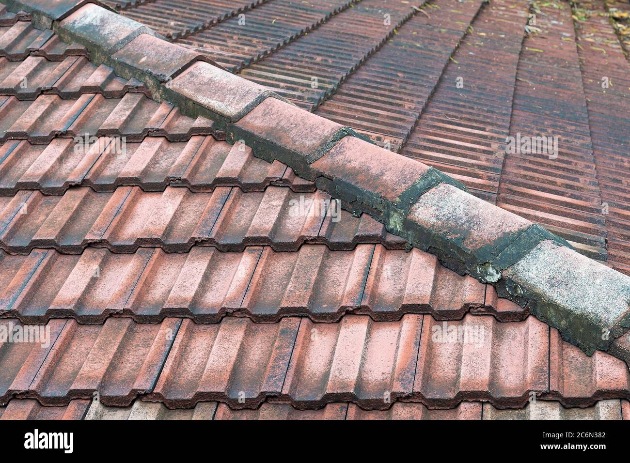 Old seamless orange roof tile texture background for continuous ...