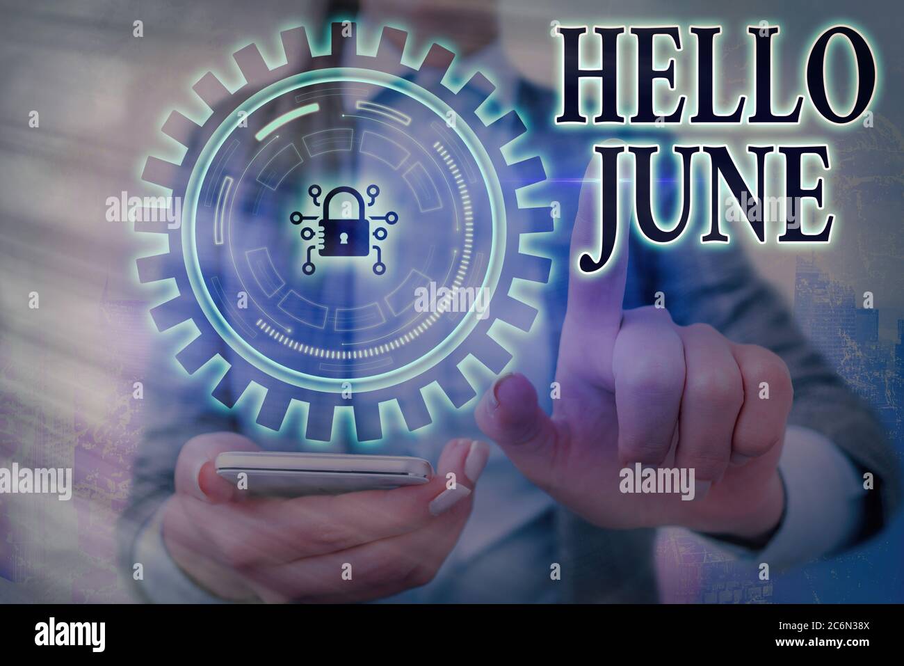 Writing note showing Hello June. Business concept for a new month to ...