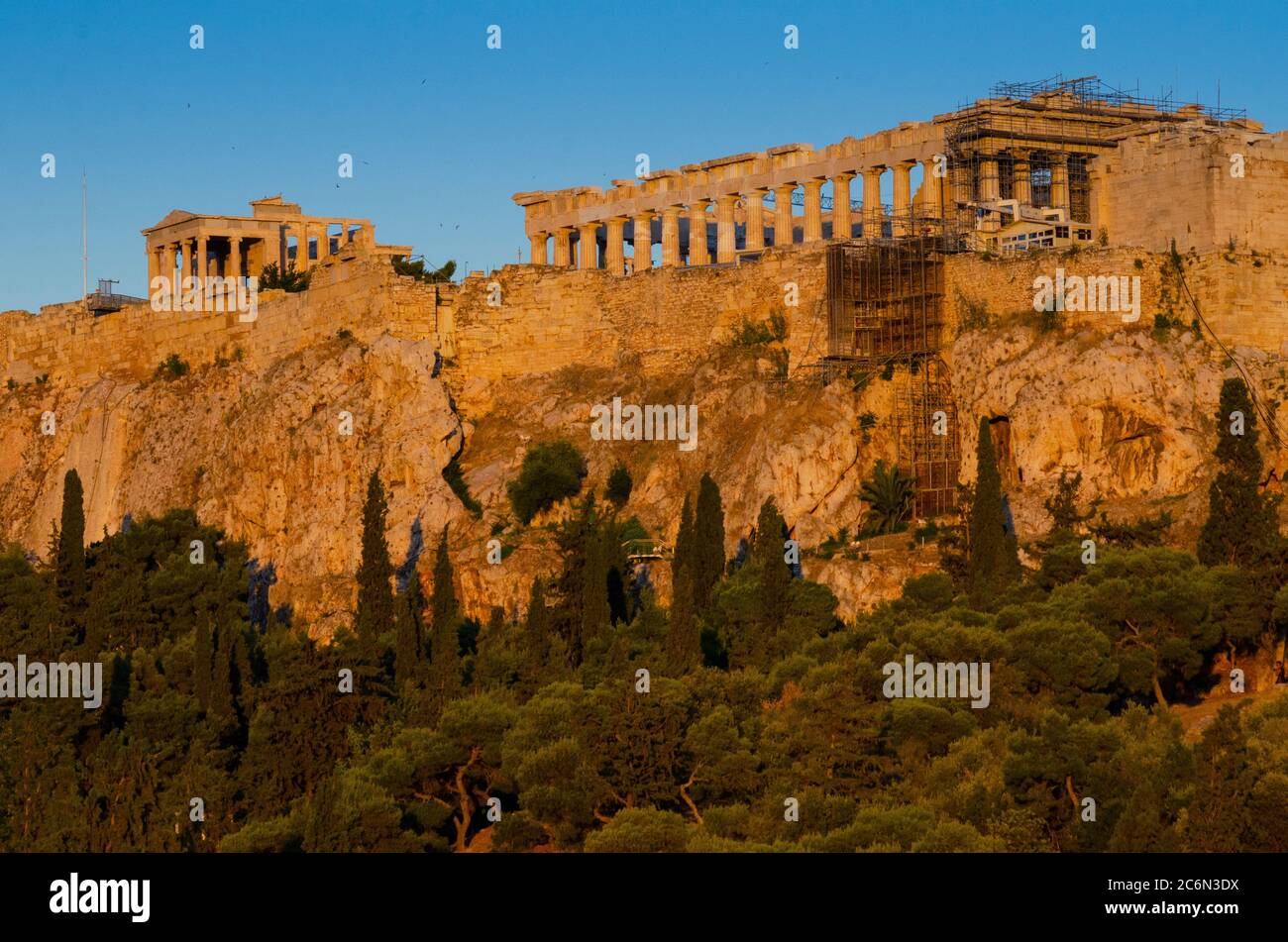 Dusk general view of the Parthenon and ancient Acropolis of Athens Greece from Thissio - Photo ...