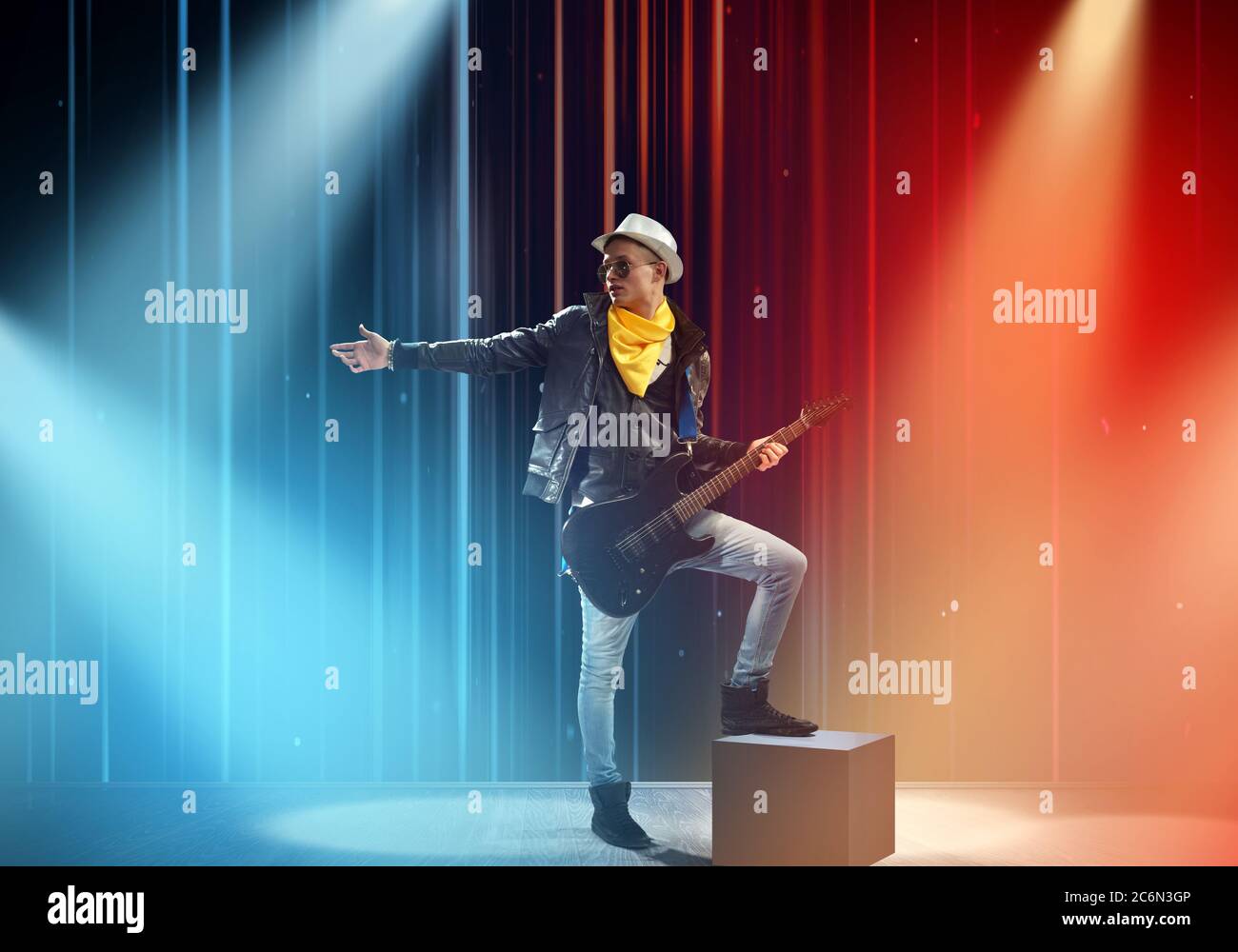Rock star on stage Stock Photo - Alamy