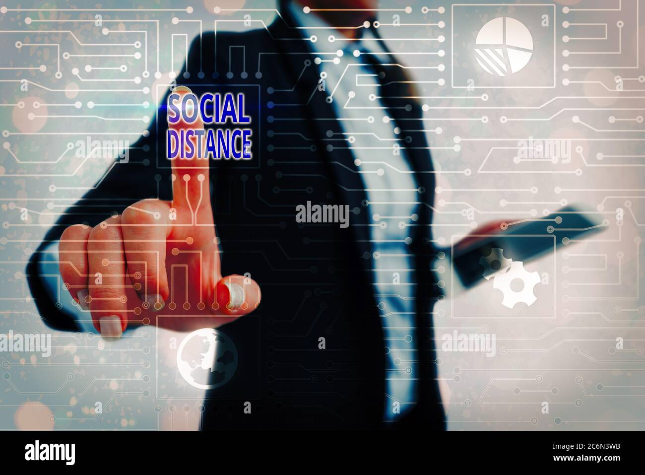 Writing note showing Social Distance. Business concept for maintaining ...