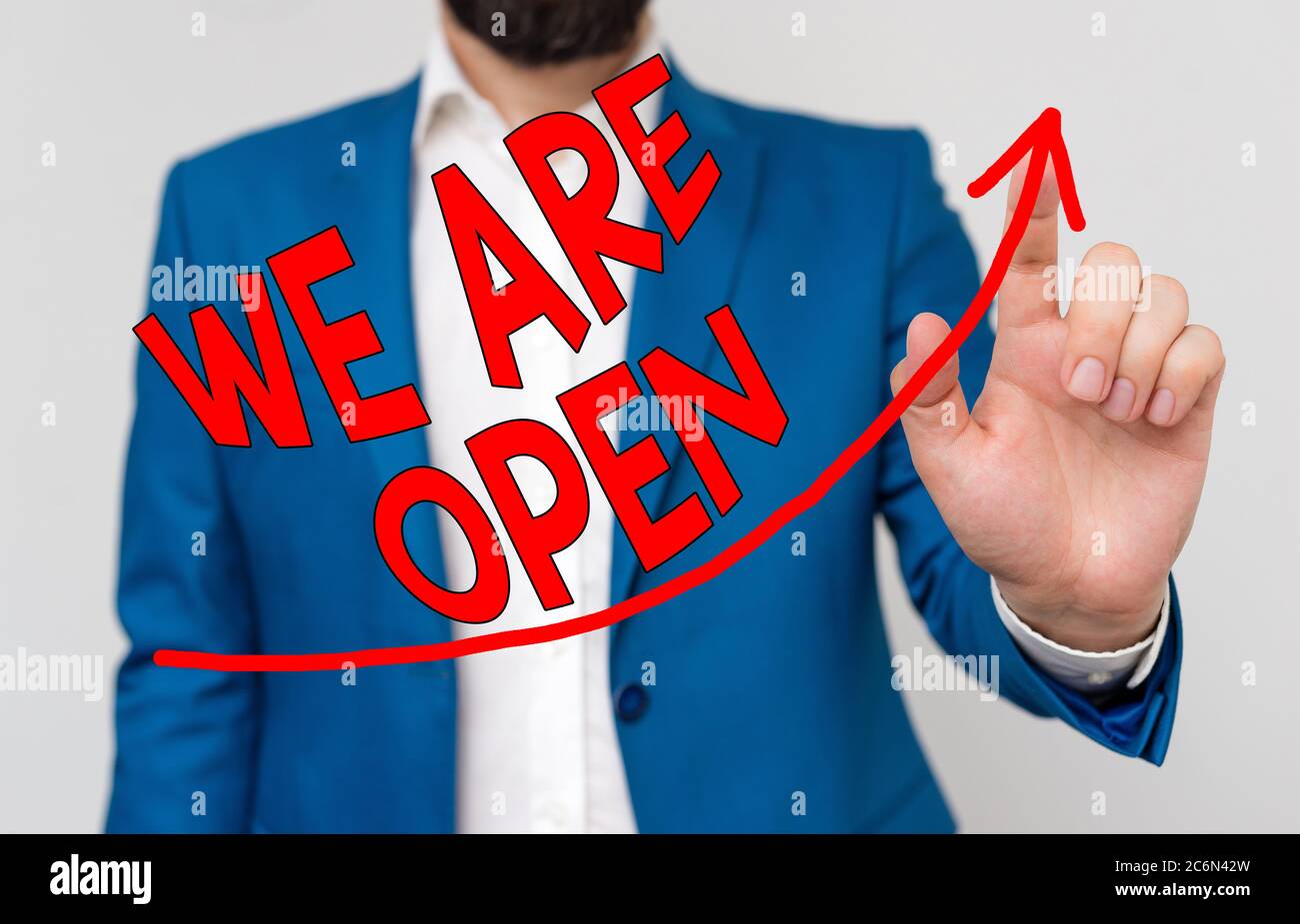 Handwriting text We Are Open. Conceptual photo no enclosing or ...