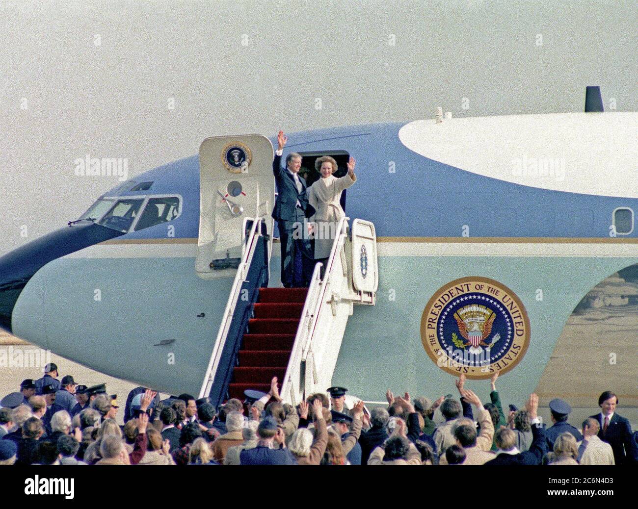 1981 - President James E. Carter and his wife Rosalynn arrive at ...