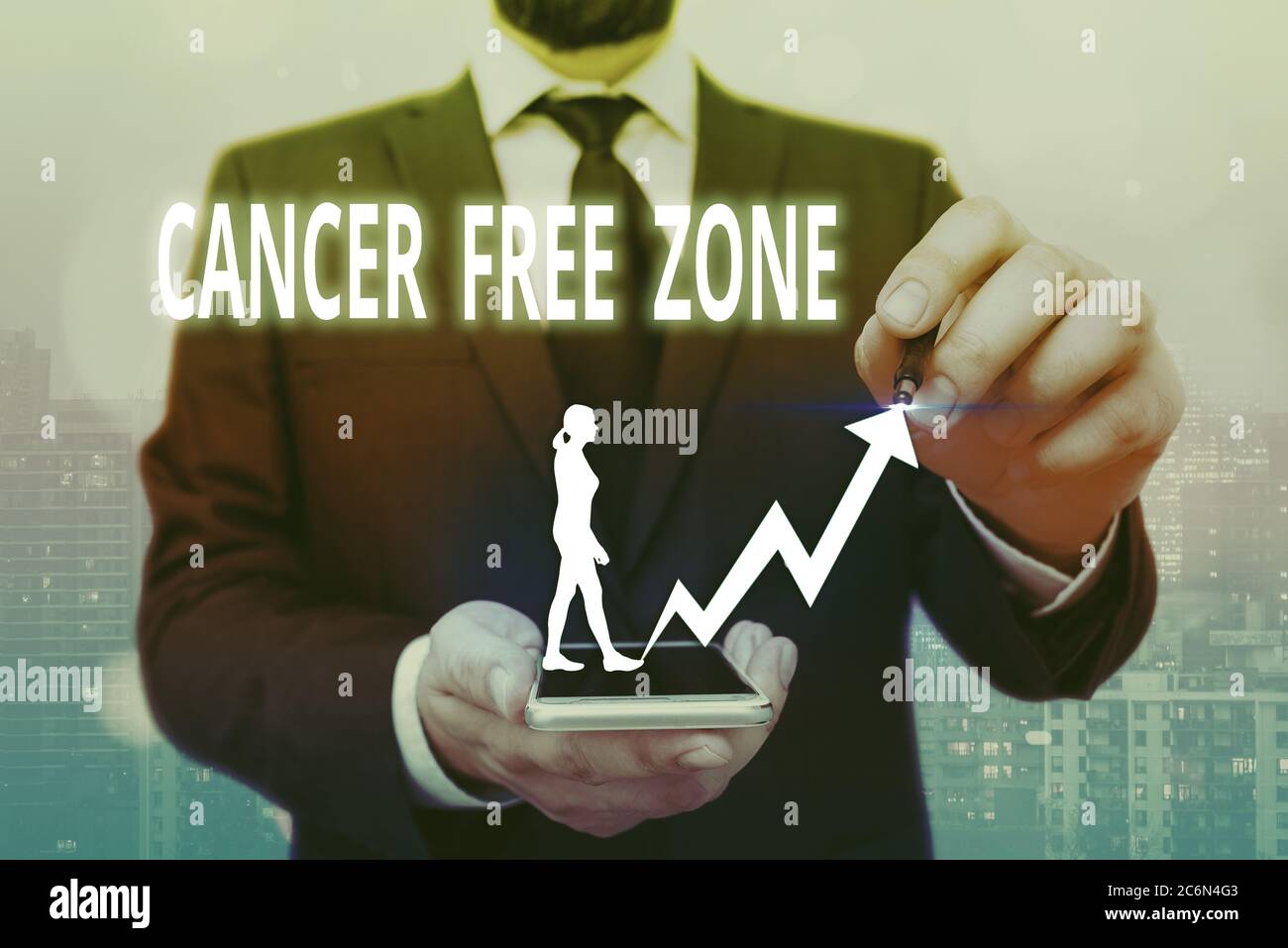 Writing note showing Cancer Free Zone. Business concept for supporting ...