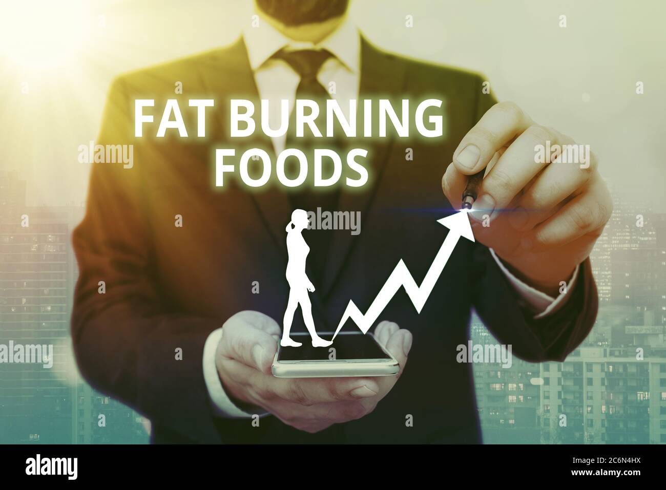 Writing note showing Fat Burning Foods. Business concept for produce ...