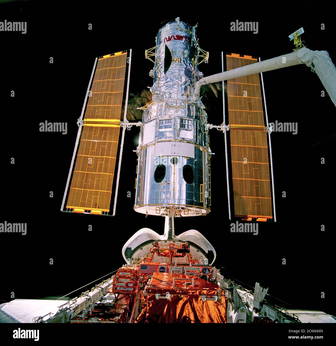 (18 Feb. 1997) --- Backdropped against the darkness of space, the ...