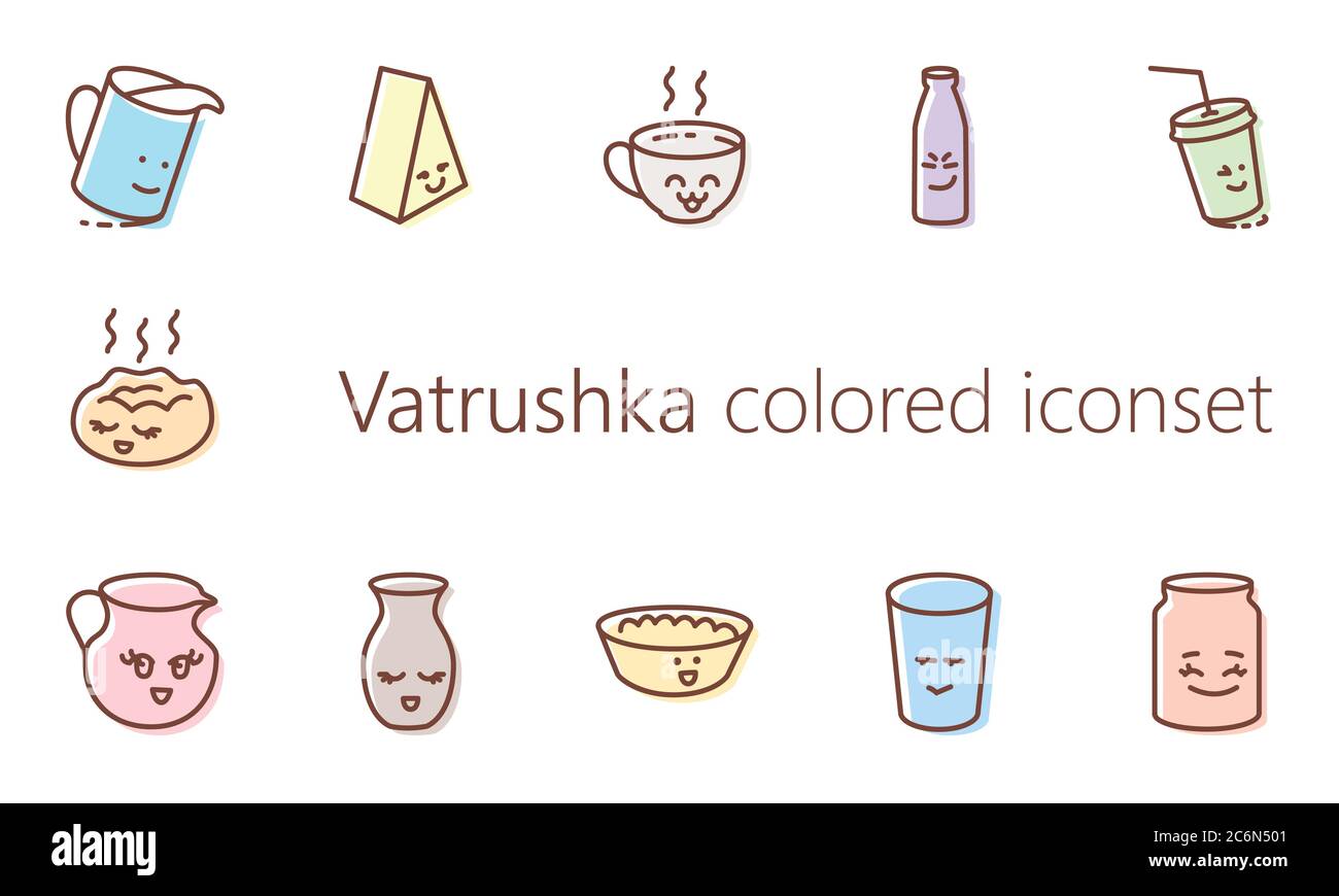 11 food outline colored icons for profile, web, mobile app ...