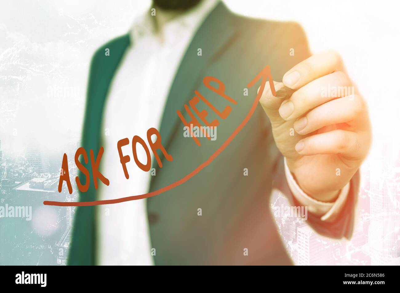 Writing note showing Ask For Help. Business concept for put a question ...