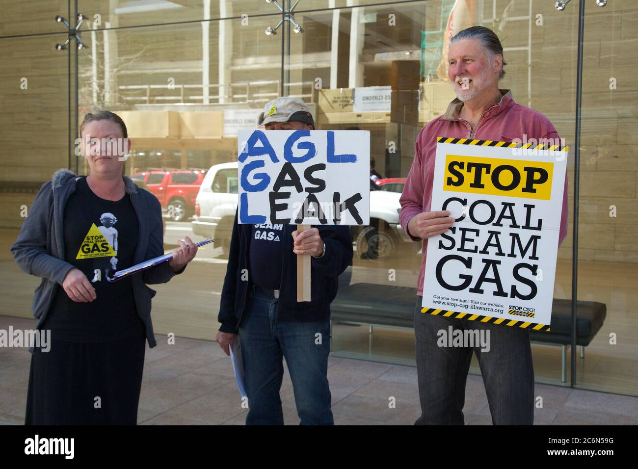 Stop Coal Seam Gas protesters outside the AGL Head Office at 101 Miller ...