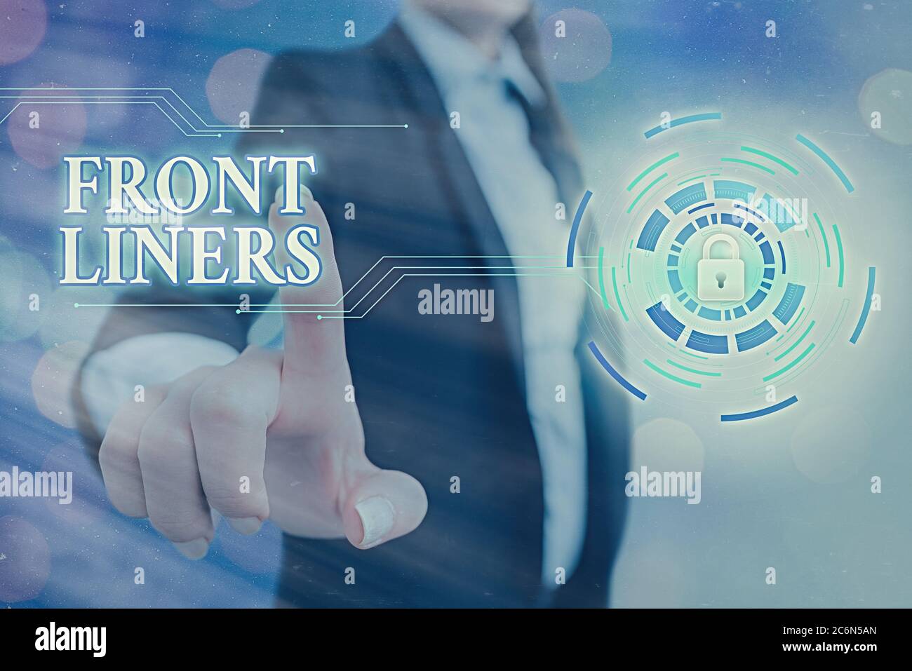 Conceptual hand writing showing Frontliners. Concept meaning most ...