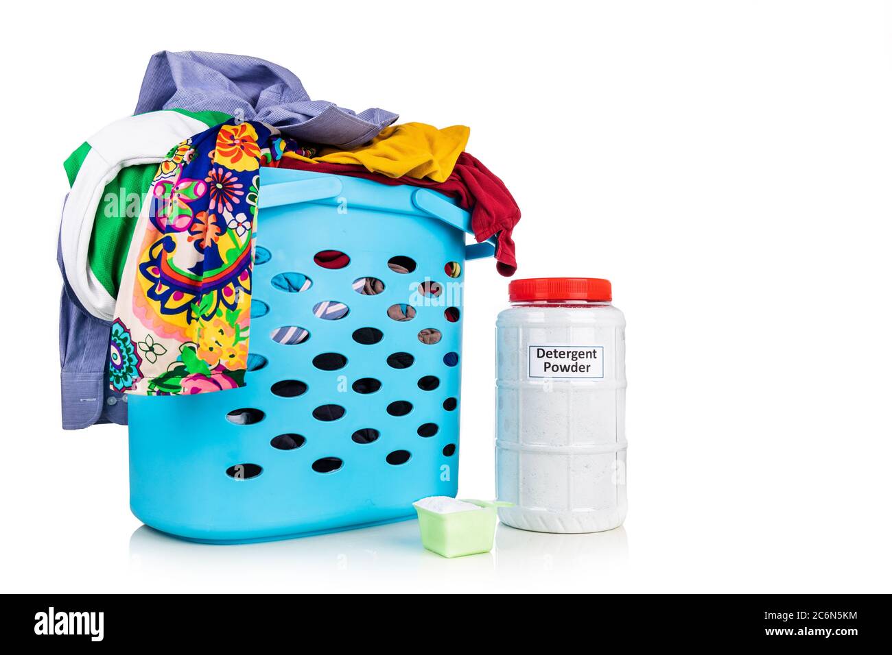 Fabric powder laundry detergent with scooper with basket full of ...