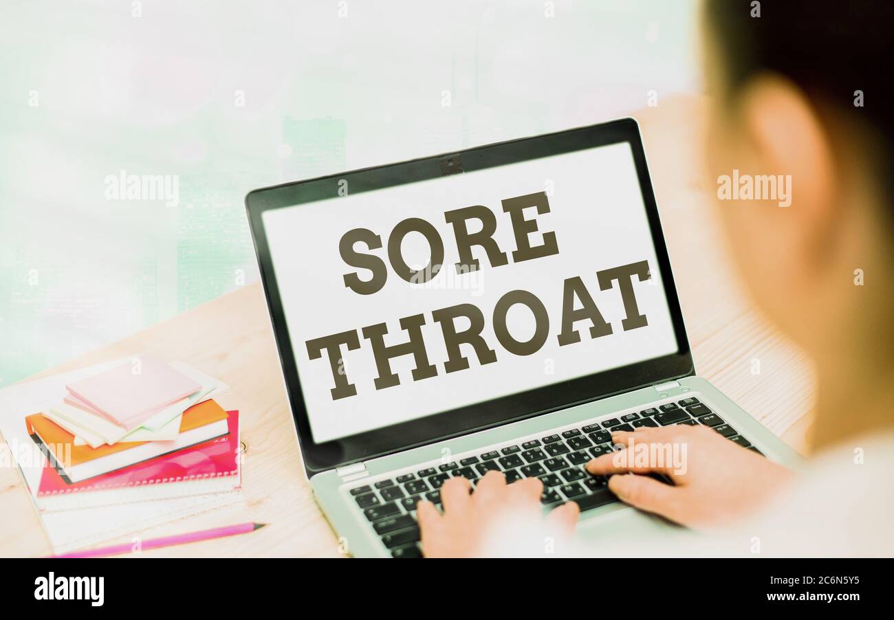 Writing note showing Sore Throat. Business concept for Inflammation ot ...