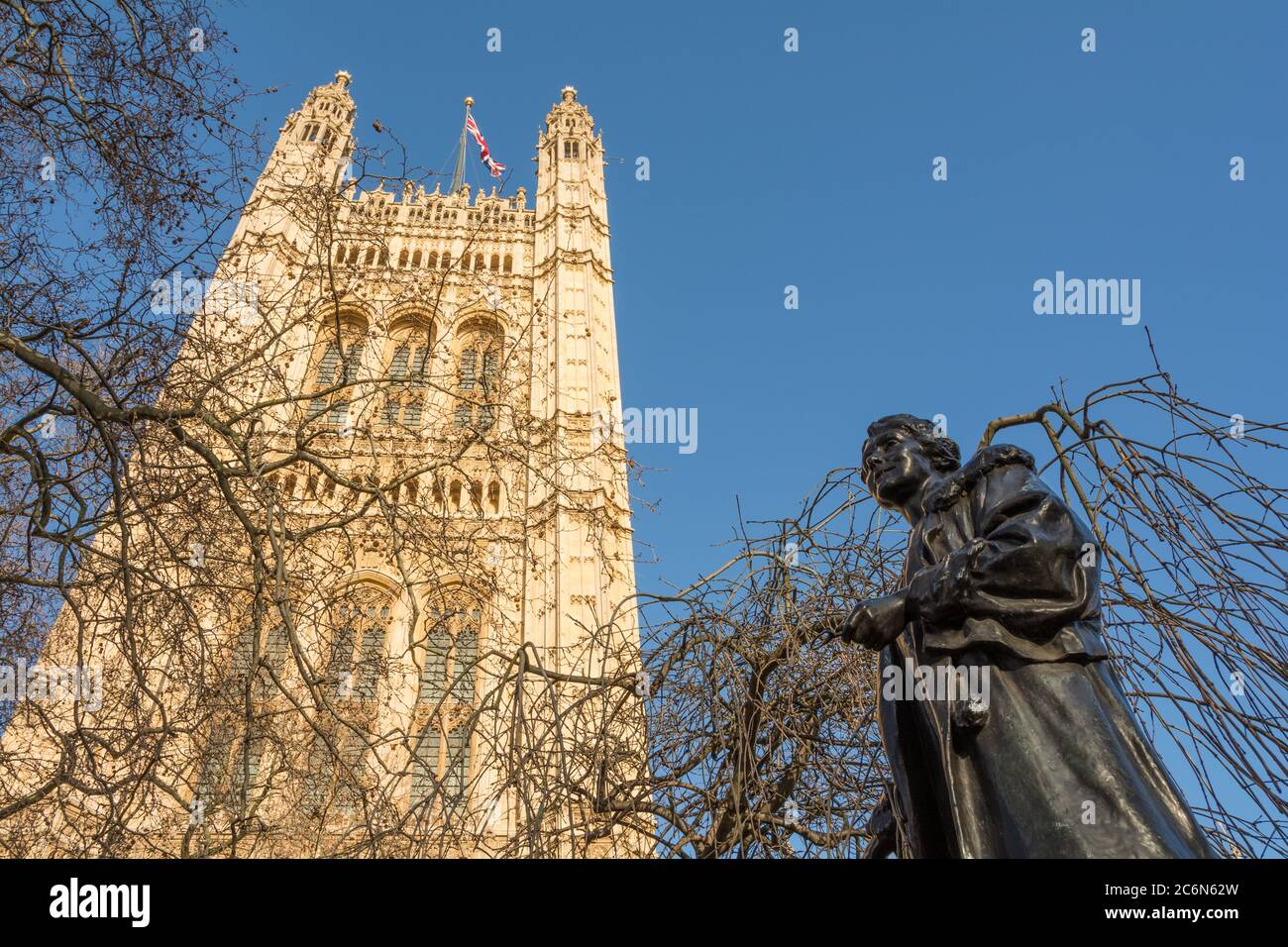 Statue of Emmeline Pankhurst outside The Palace of Westminster ...