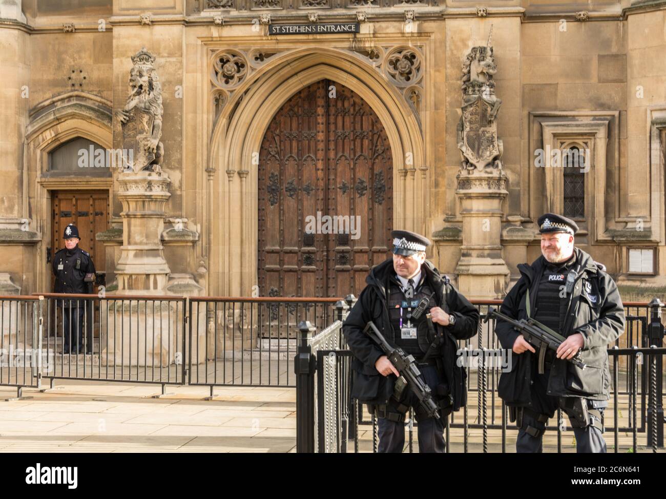 Diplomatic Protection armed police stand guard outside St Stephen's ...