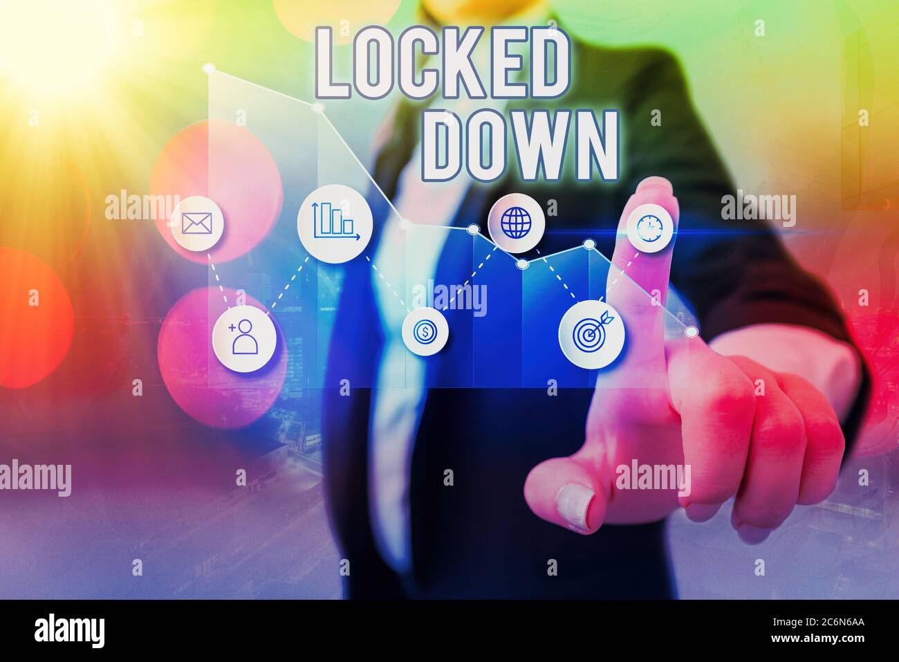 Text sign showing Locked Down. Business photo showcasing emergency ...
