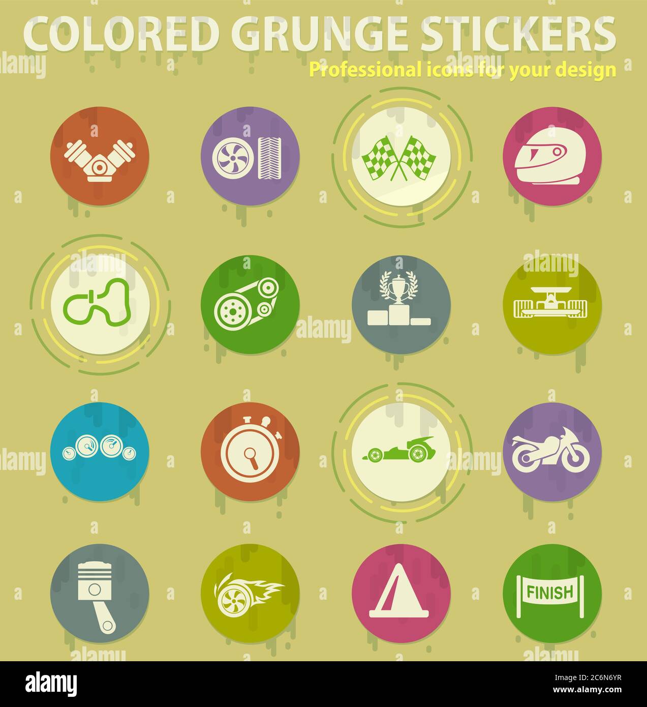 Racing colored grunge icons Stock Vector Image & Art - Alamy